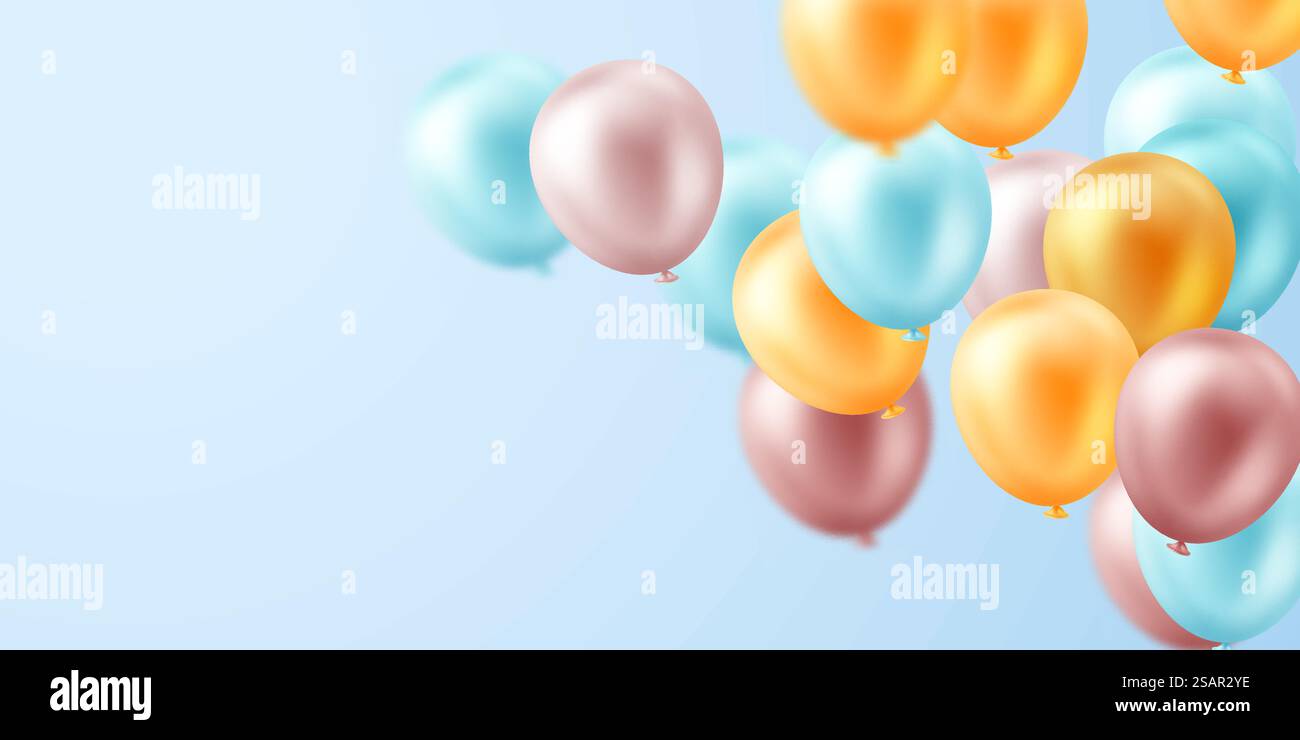 celebration background with elegant balloons Beautiful 3D design vector ...