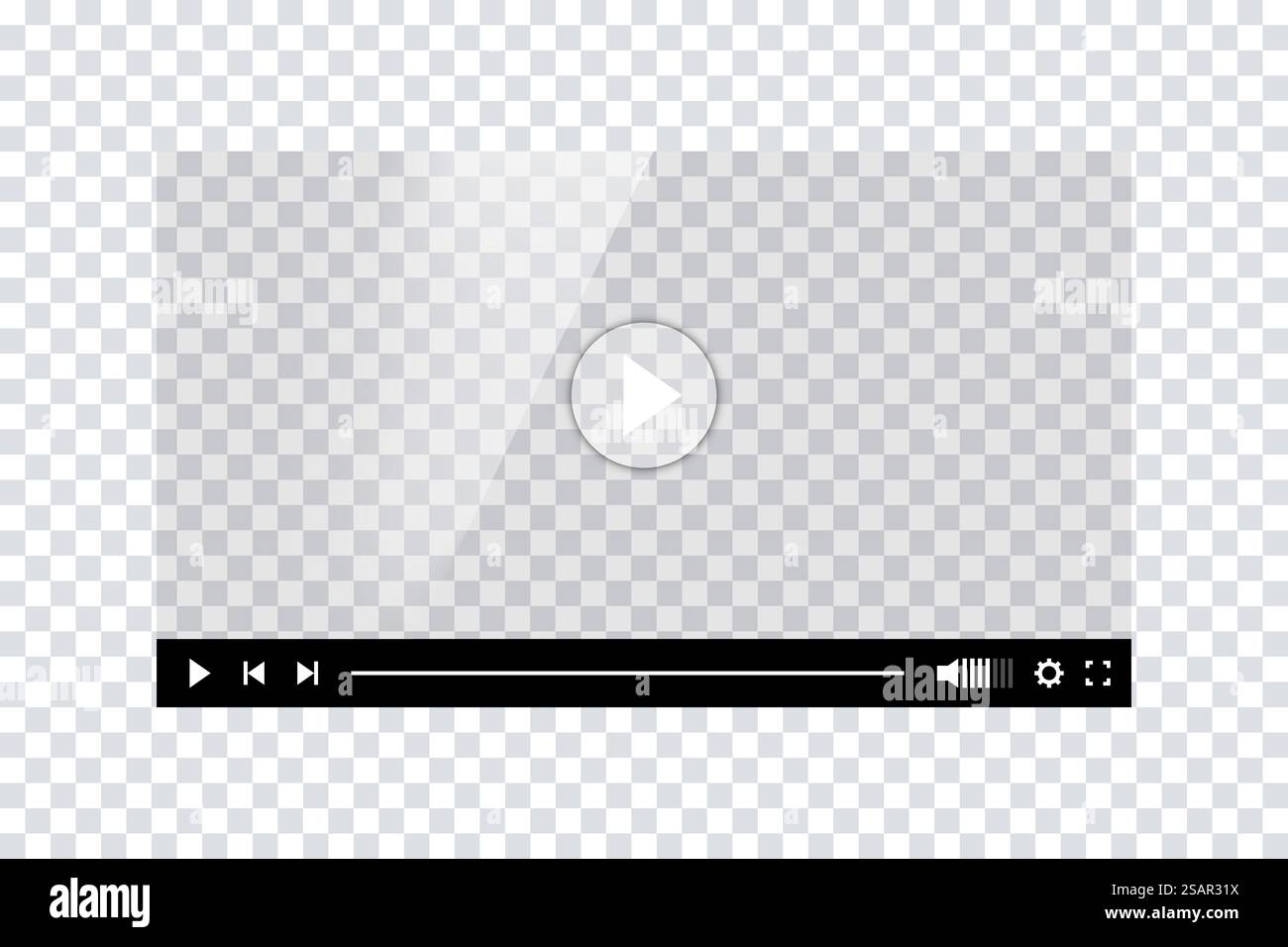 Video player template interface. Blank mockup video player web UI ...