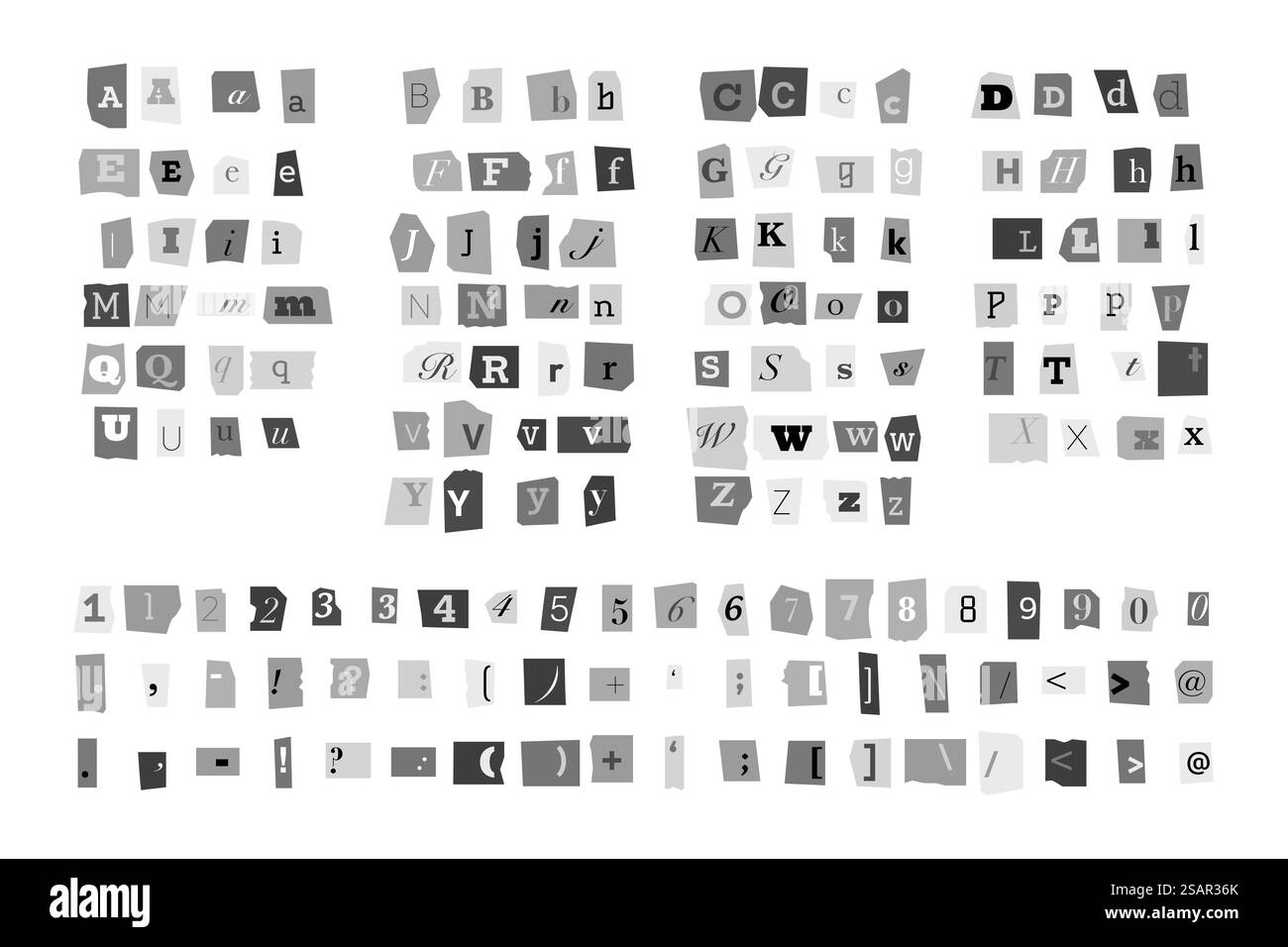 Ransom black font. Black anonymous cutout notes, uppercase and ...