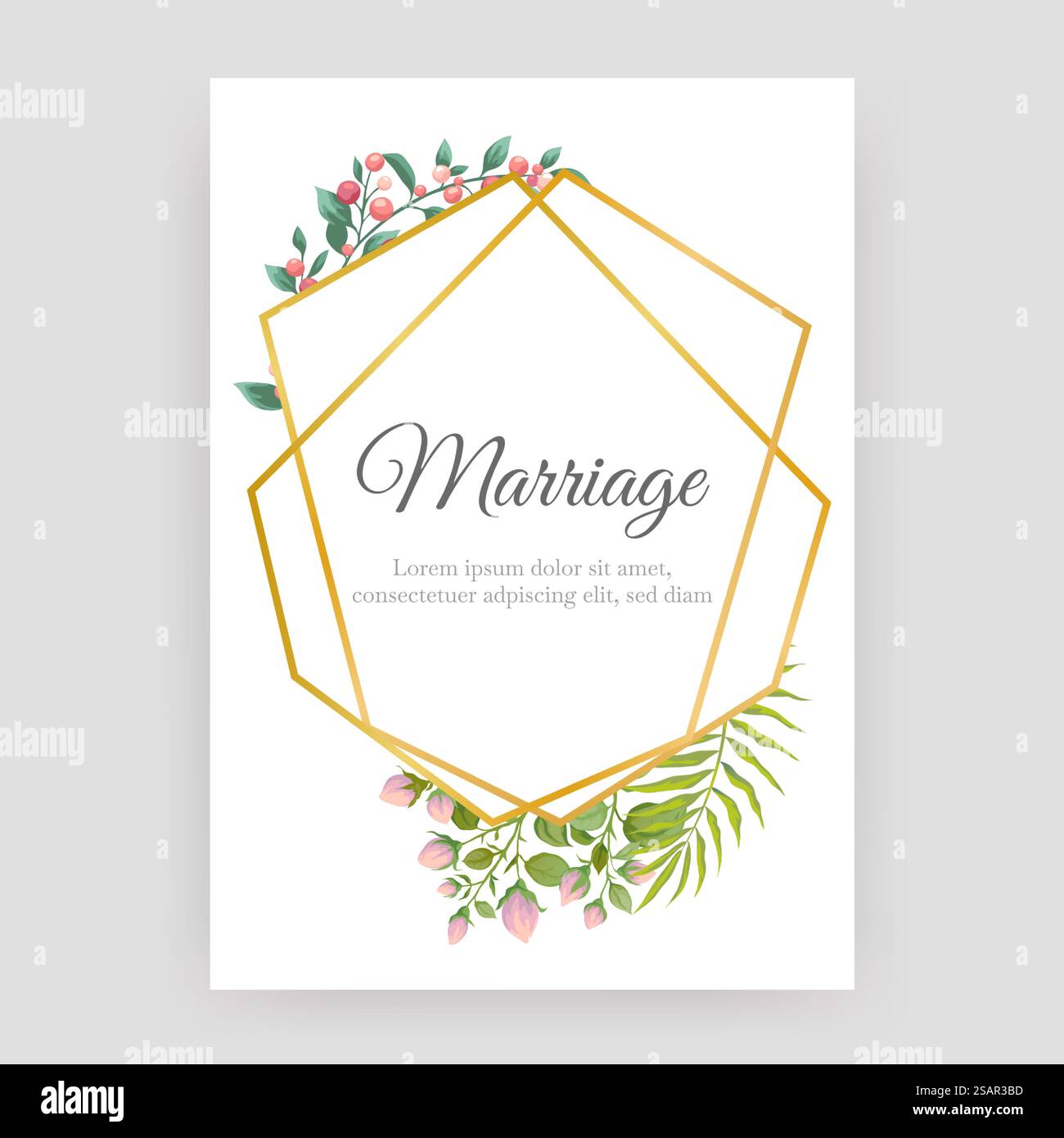 Wedding floral poster. Marriage celebration invitation. Postcard design ...