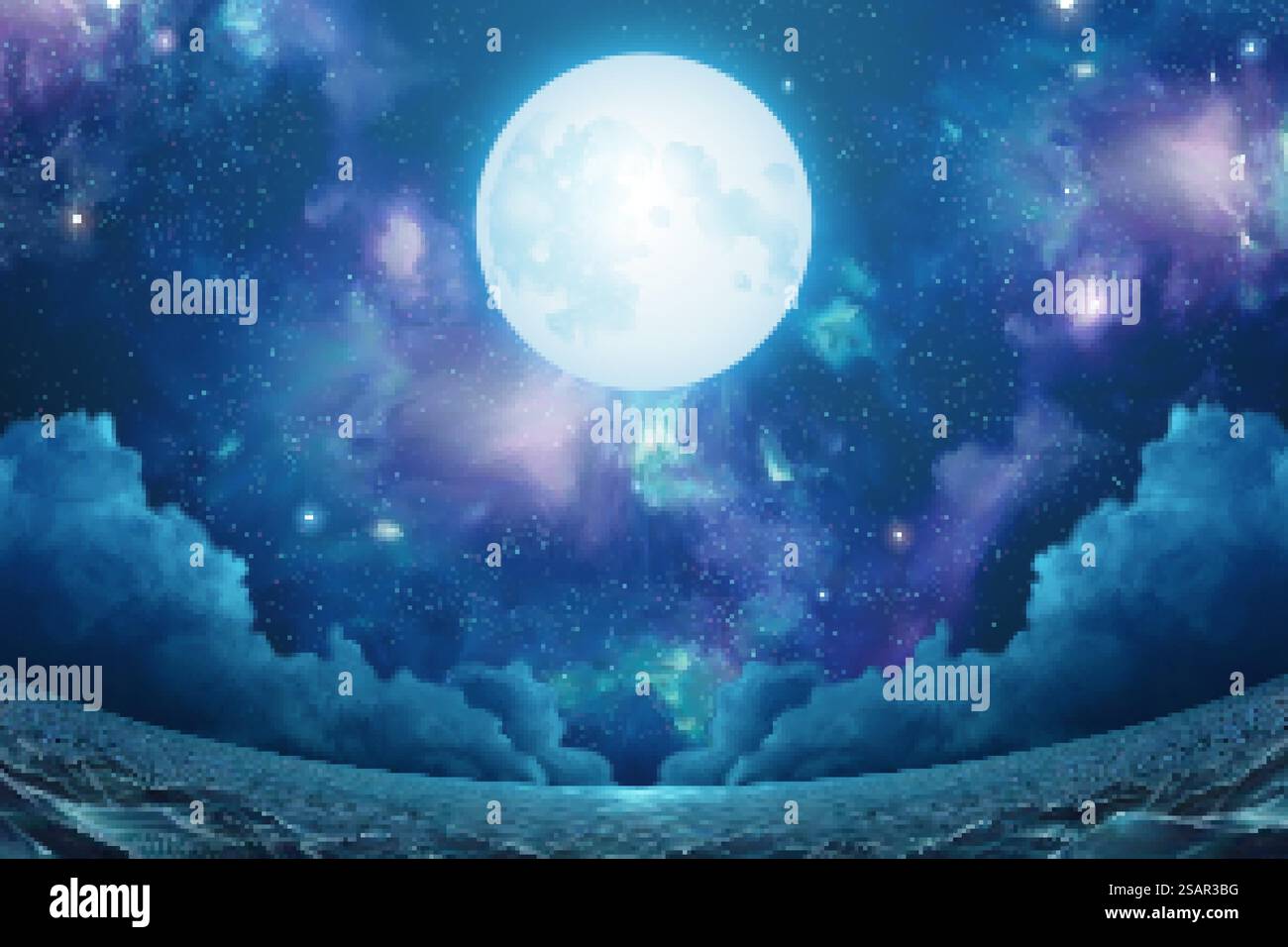 Beautiful view moon night Stock Vector Images - Alamy