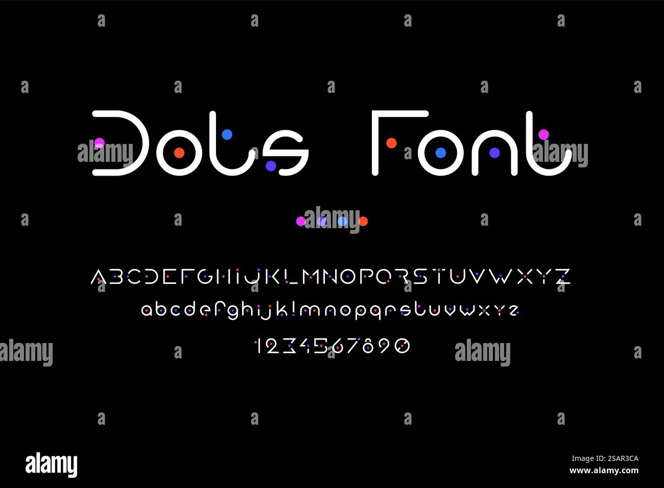 Dots font. Abstract alphabet with uppercase or lowercase letters for ...