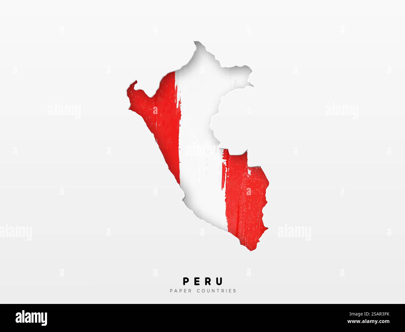 Peru detailed map with flag of country. Painted in watercolor paint ...