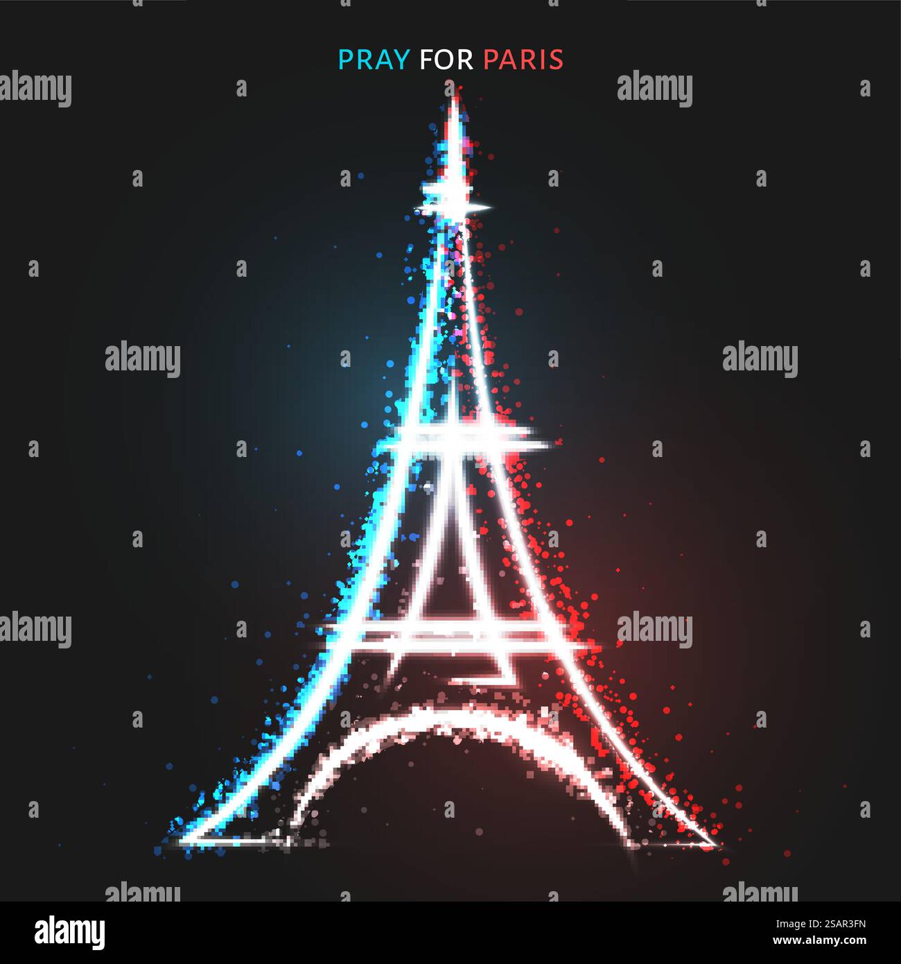 Pray for Paris. Peace for Paris. Lighting effects in flag colors. A ...