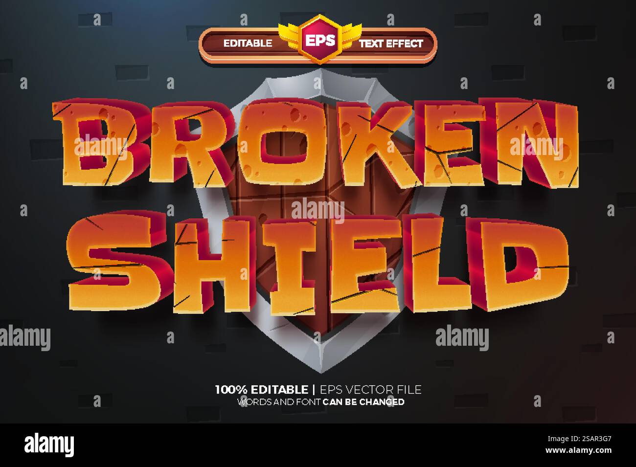 Broken Hero Shield comic cartoon movies Bold 3D Editable text Effect ...