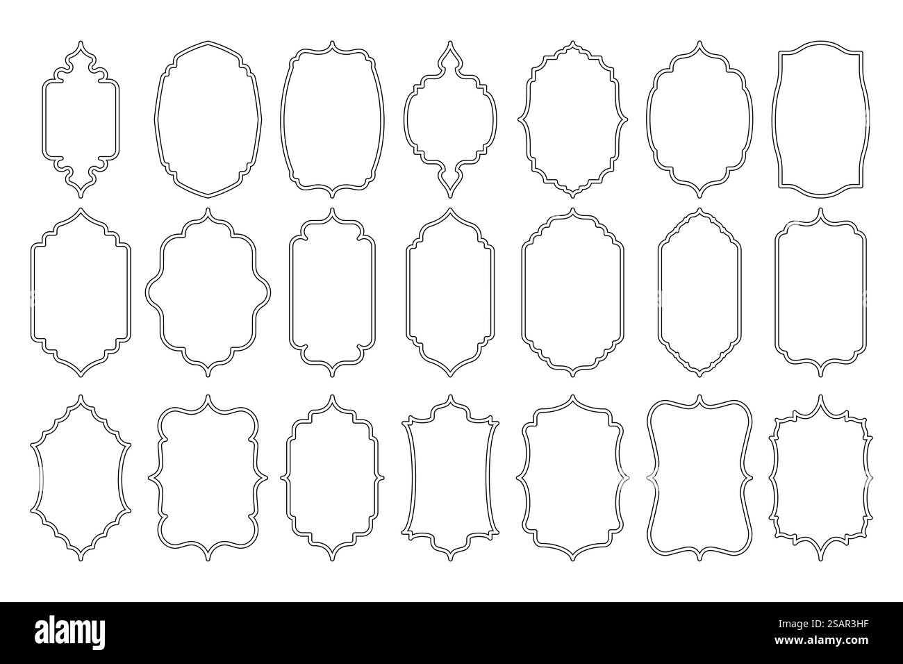 Islamic line shapes. Abstract arabic geometric borders, islamic ...