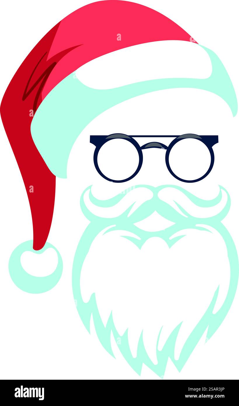 Christmas photo booth symbols. Santa claus hat and beard isolated on ...