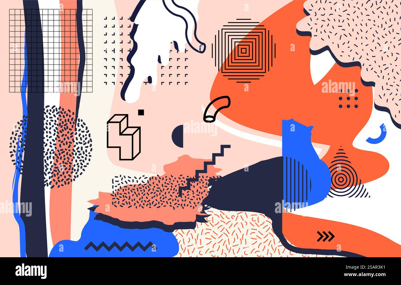 Minimal geometric background. Abstract modern collage, creative memphis ...