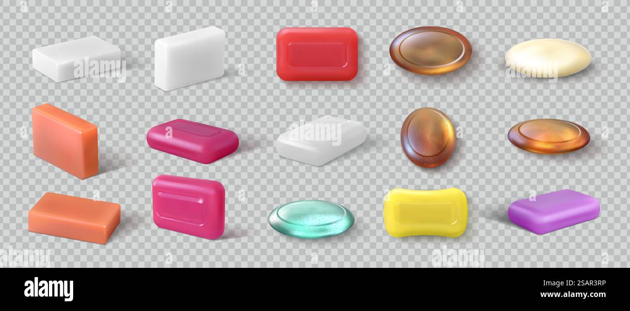 Realistic soap. 3D detergent. Cosmetic product for hygienic skincare ...