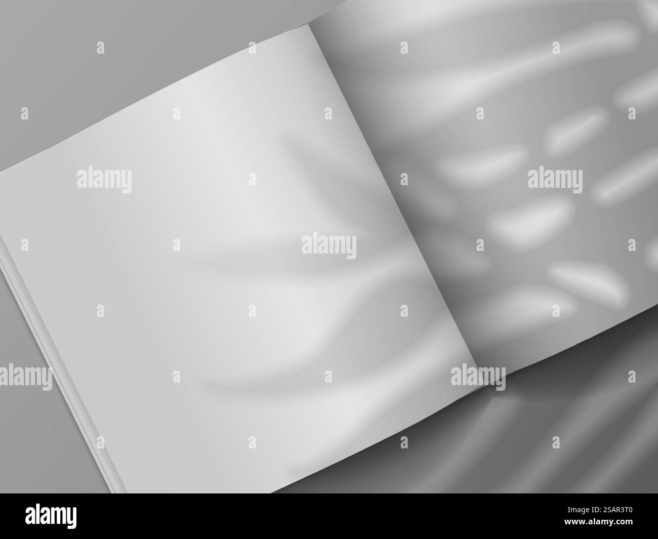 Open book. Realistic brochure mockup with plant shadow overlay effect ...