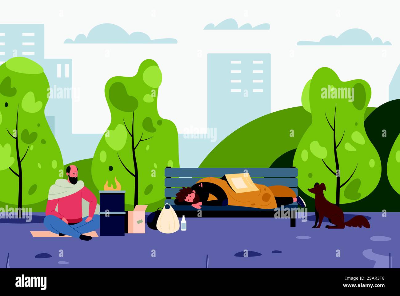 Charity for homeless. Cartoon humanitarian help and support for poor ...