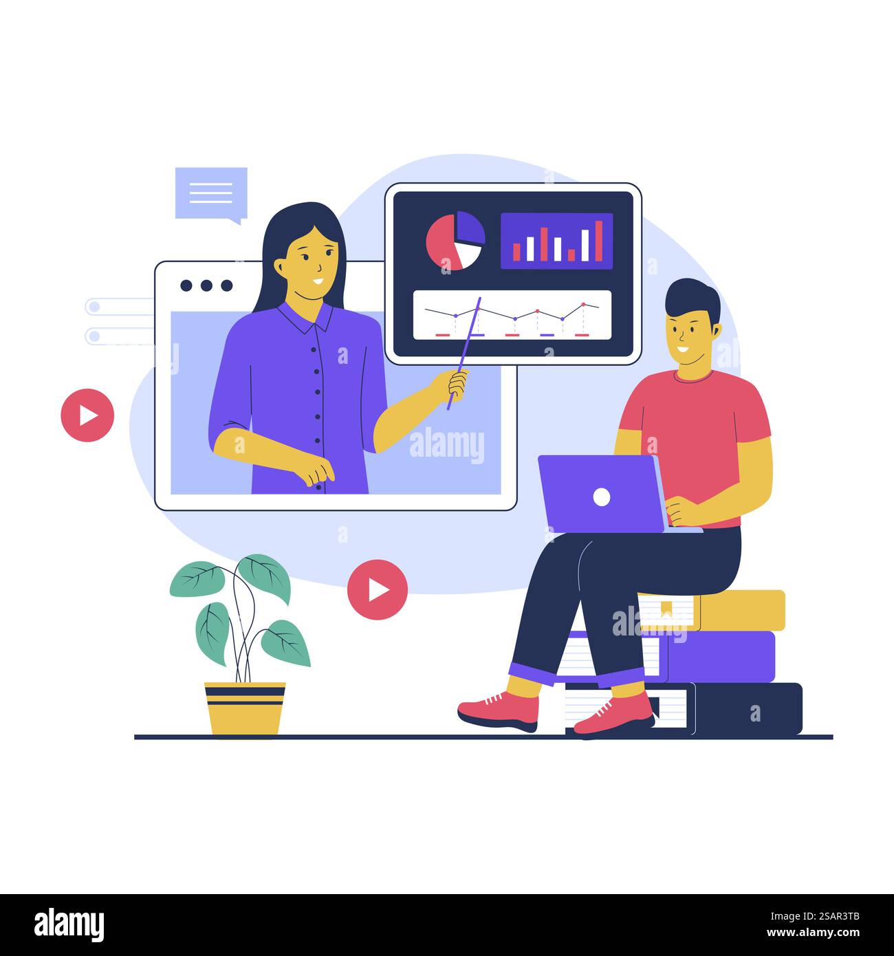 Vector of online learning illustration. Flat vector illustration ...