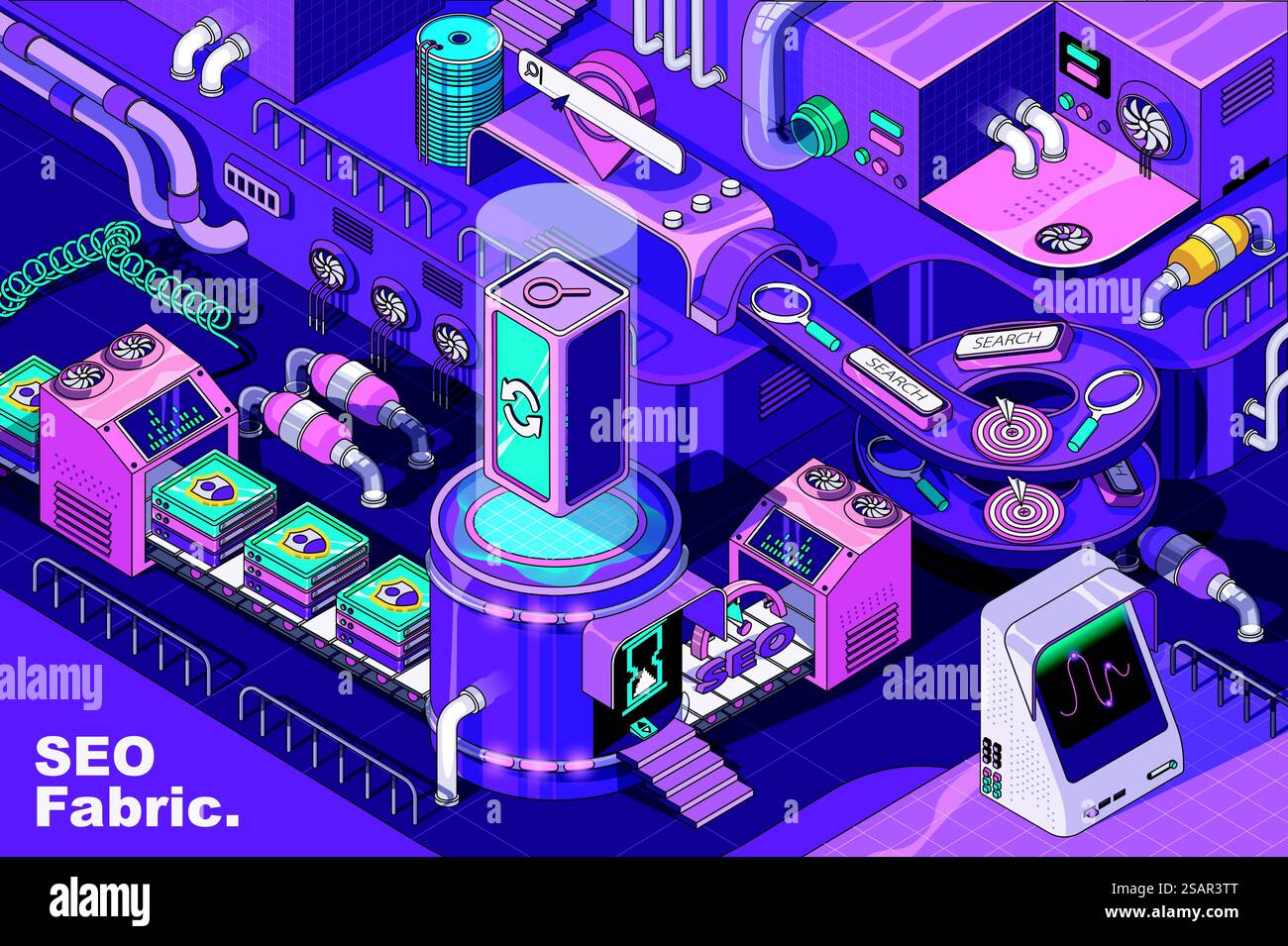 SEO optimization web concept in 3d isometric design. Search analytics ...