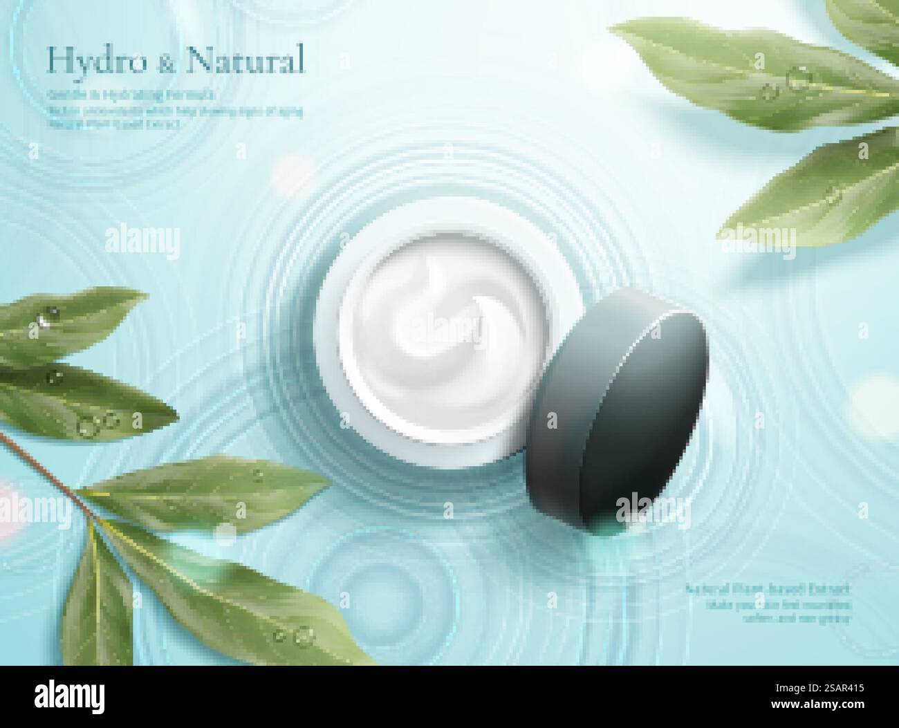 3d illustration of herbal cosmetic ad, simple and natural skincare ...