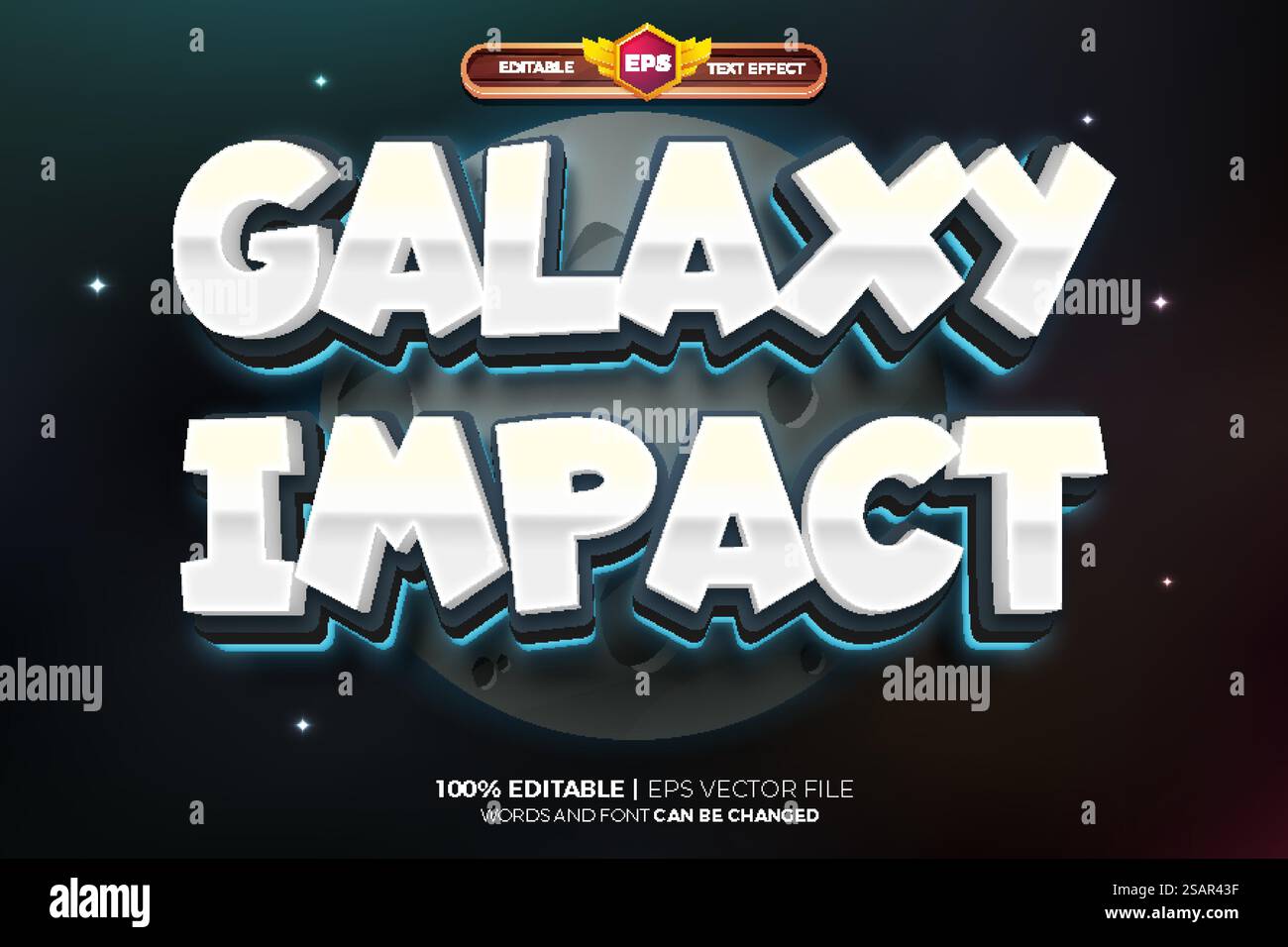 Galaxy Impact Adventure 3D Text Effect game logo template Stock Vector ...