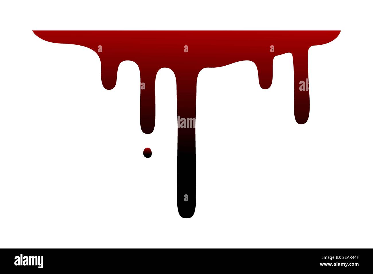 Liquid drip of blood. Red paint dripping splash. Isolated bloody border ...