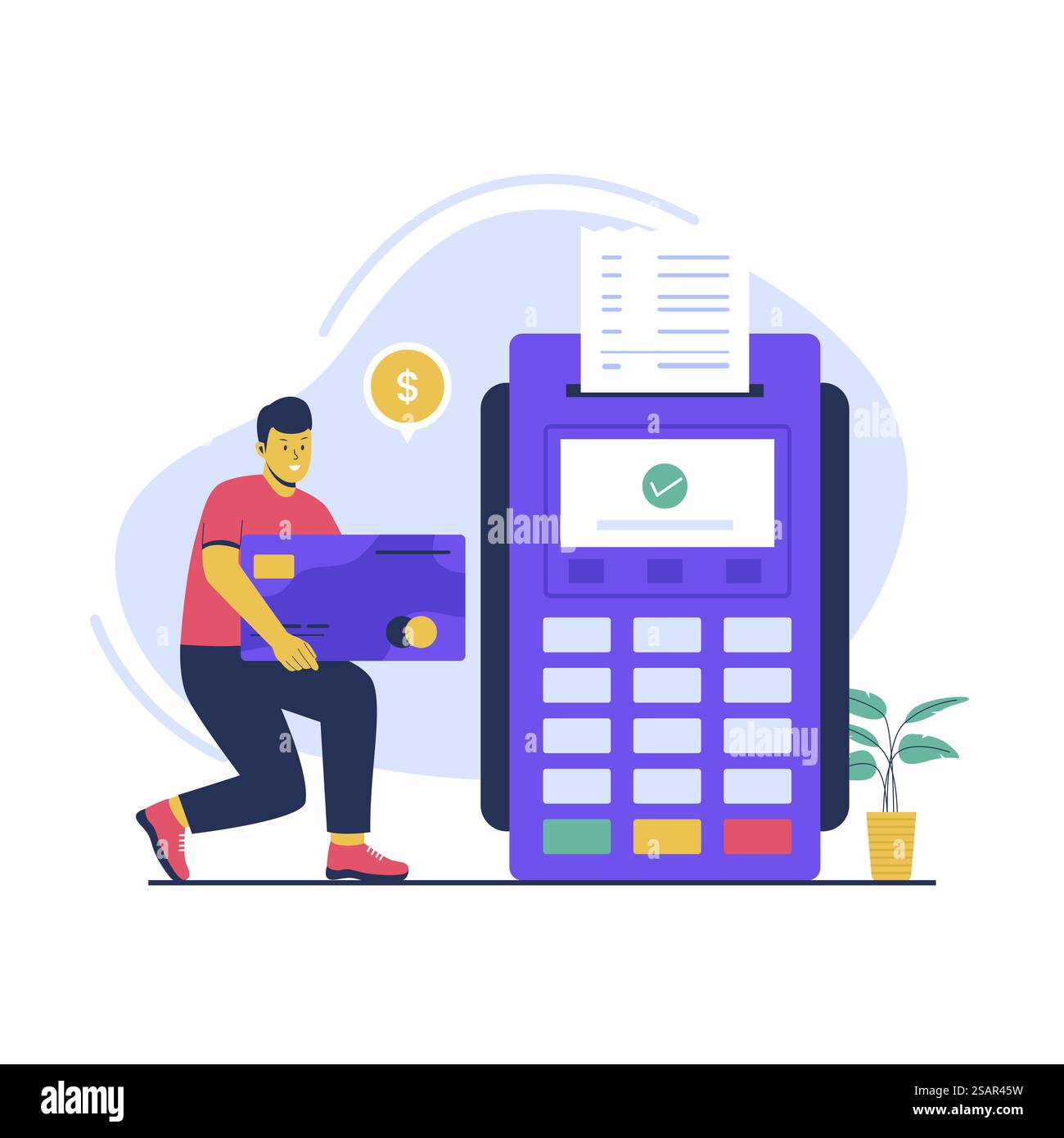 Concept illustration of pos payment technology. Flat vector ...