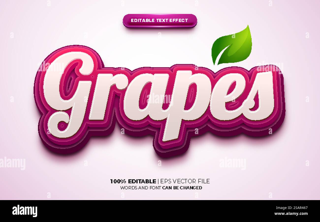 fresh purple grapes nature 3d logo template editable text effect style Stock Vector Image & Art ...