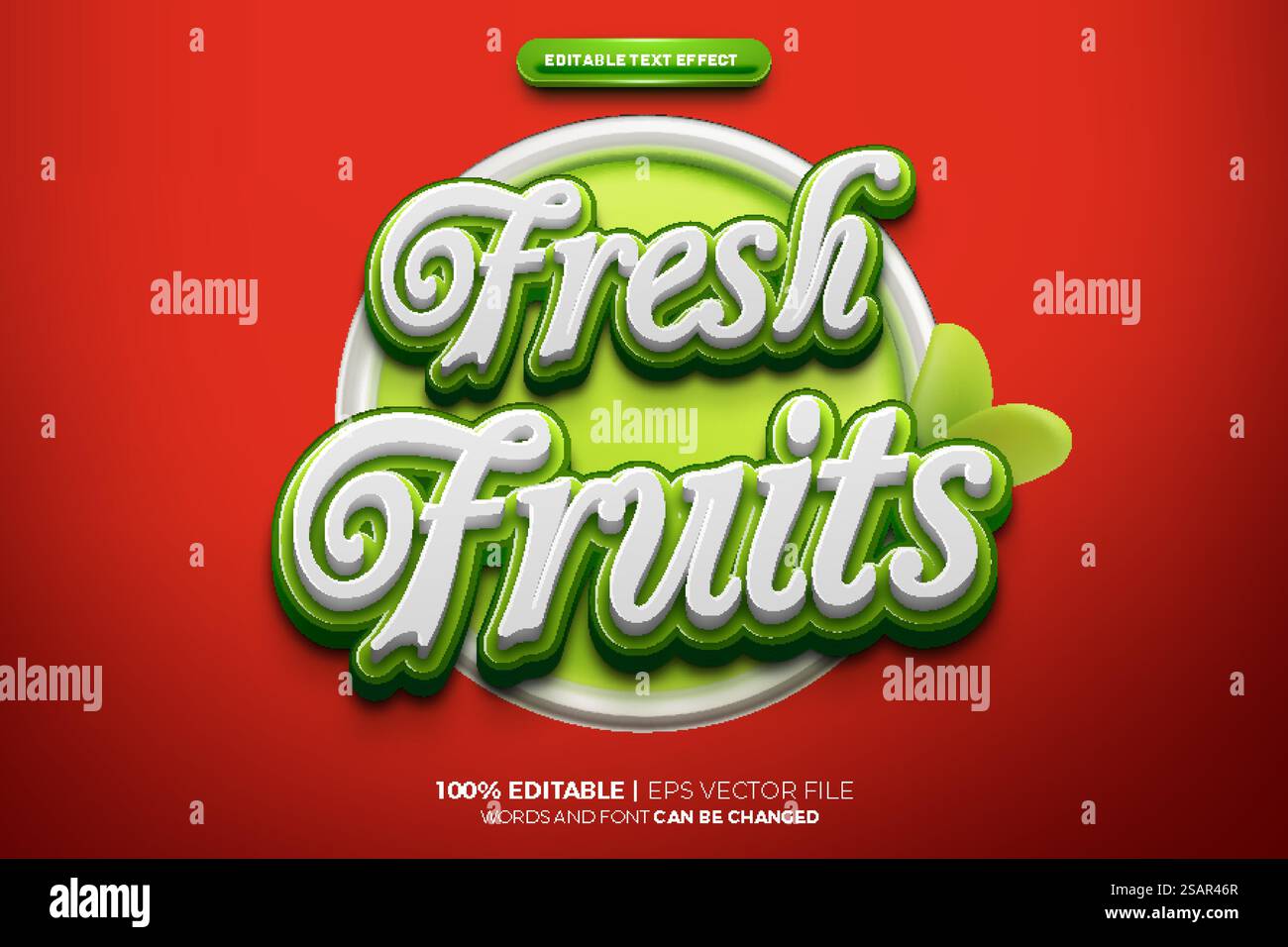 Green Fresh fruits 3D Editable text Effect Style Stock Vector Image & Art - Alamy