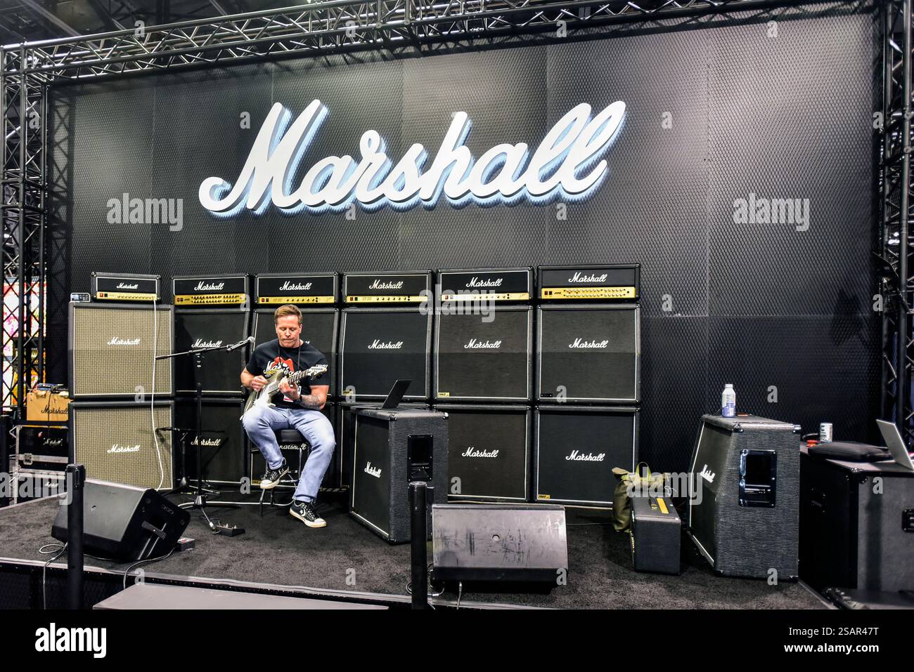 Marshall Guitar Amplifiers display at the 2025 NAMM Show in Anaheim ...