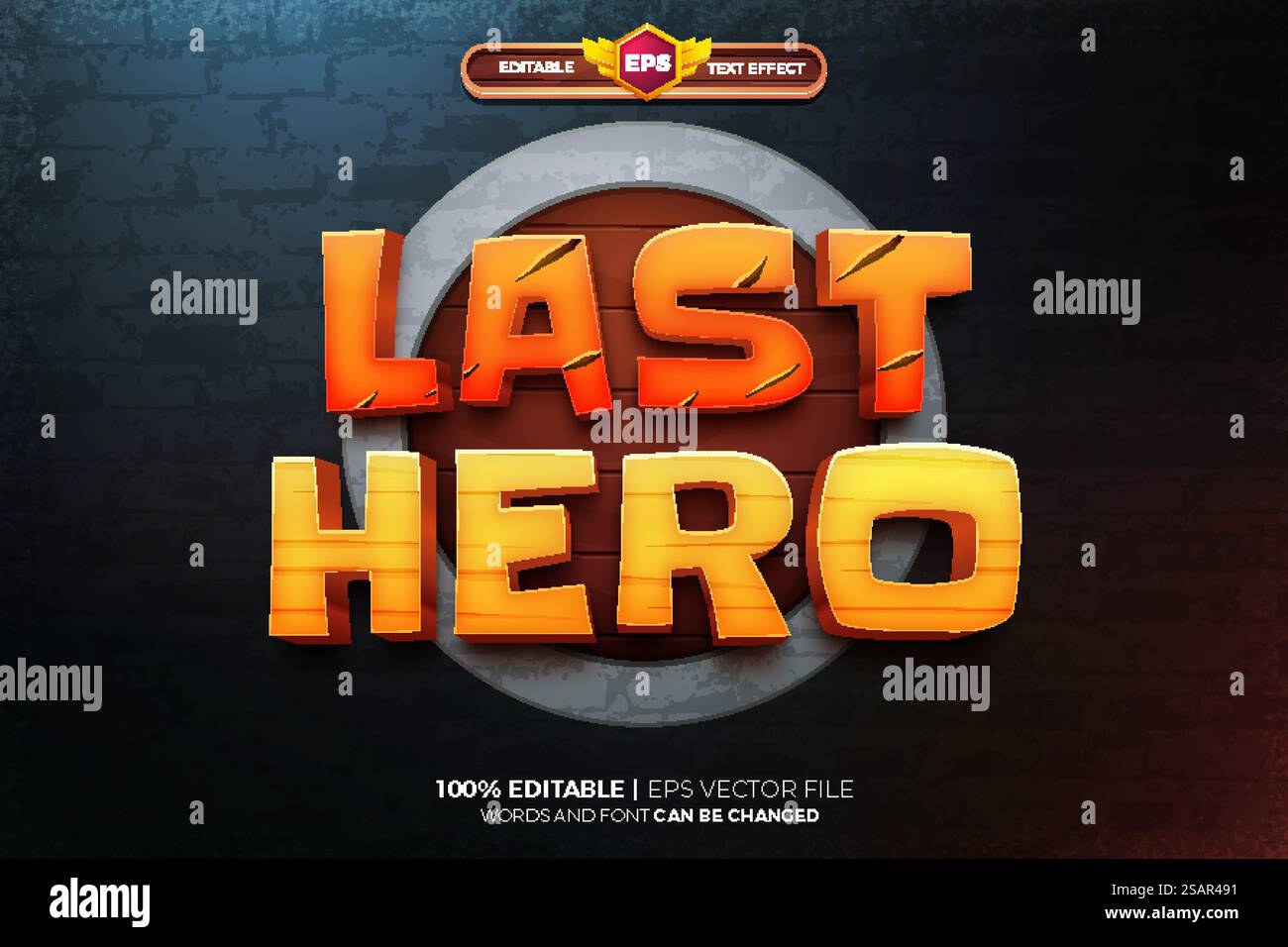 Last Hero 3D Text Effect game logo template Stock Vector Image & Art ...