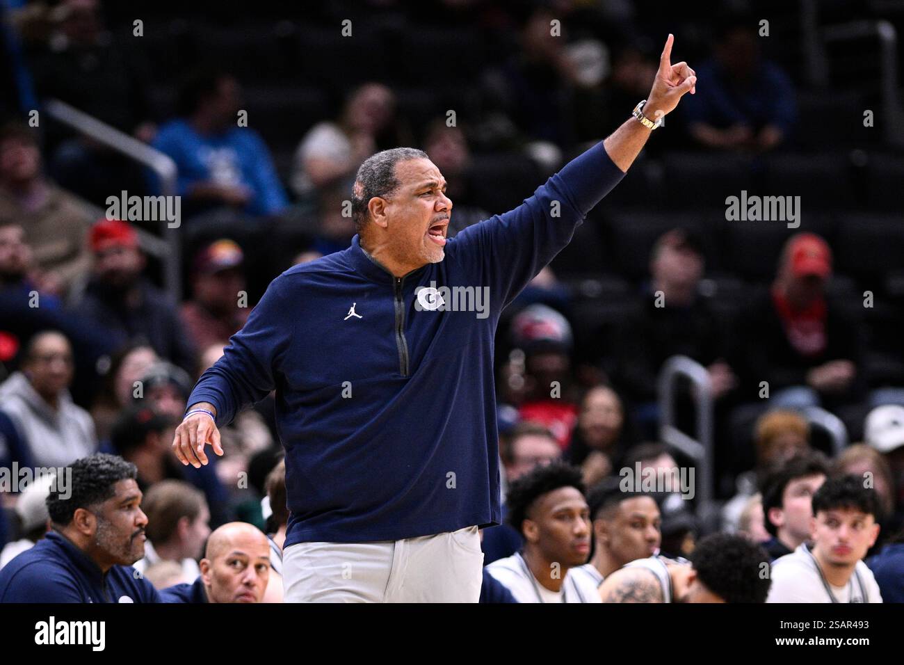 Georgetown head coach Ed Cooley in action during the first half of an ...