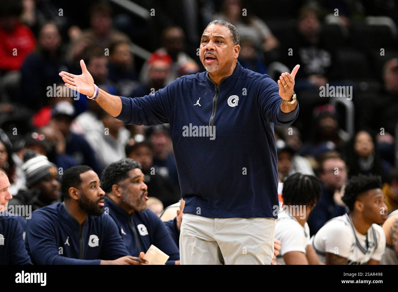 Georgetown head coach Ed Cooley in action during the first half of an ...