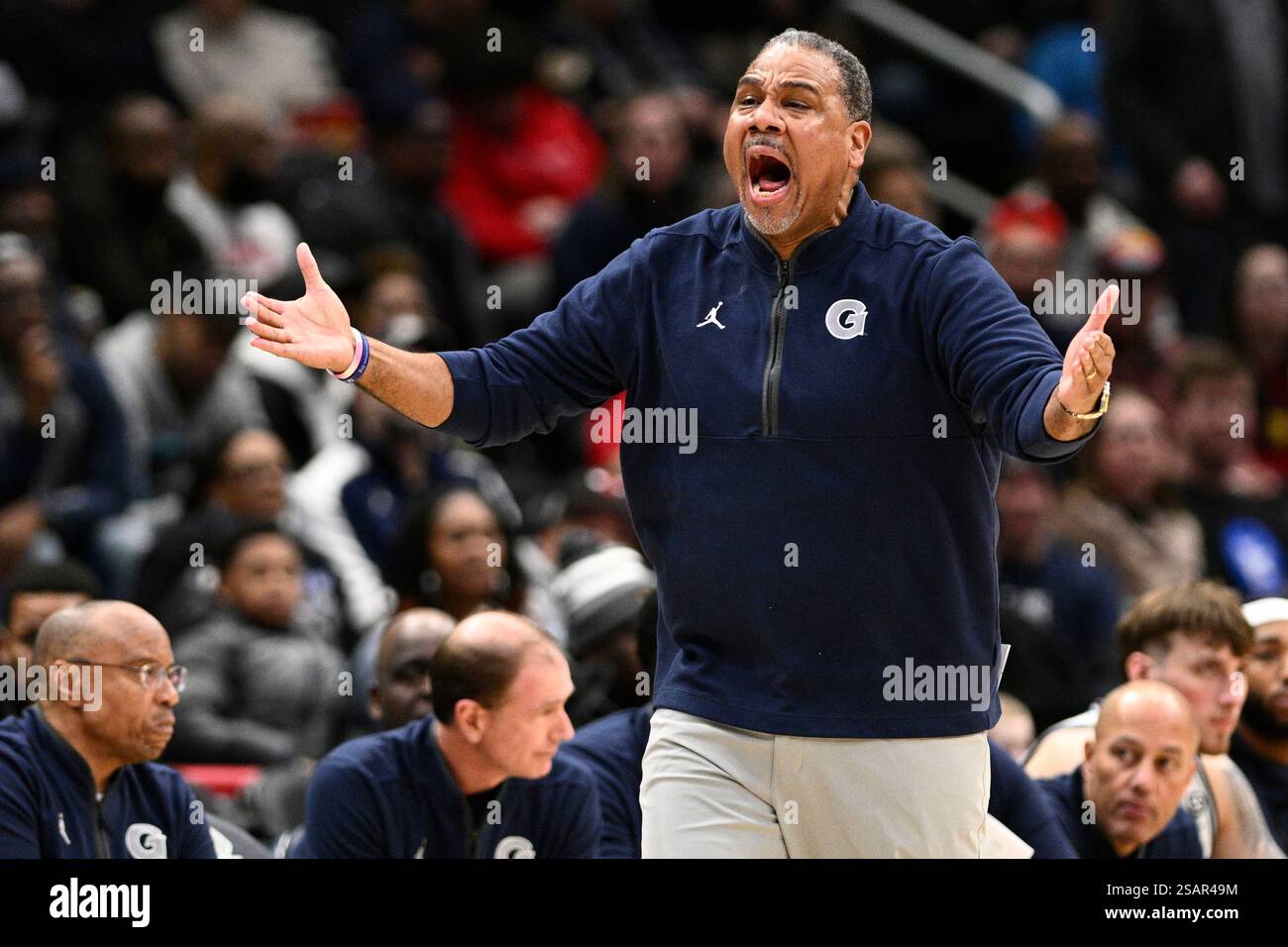 Georgetown head coach Ed Cooley in action during the first half of an ...