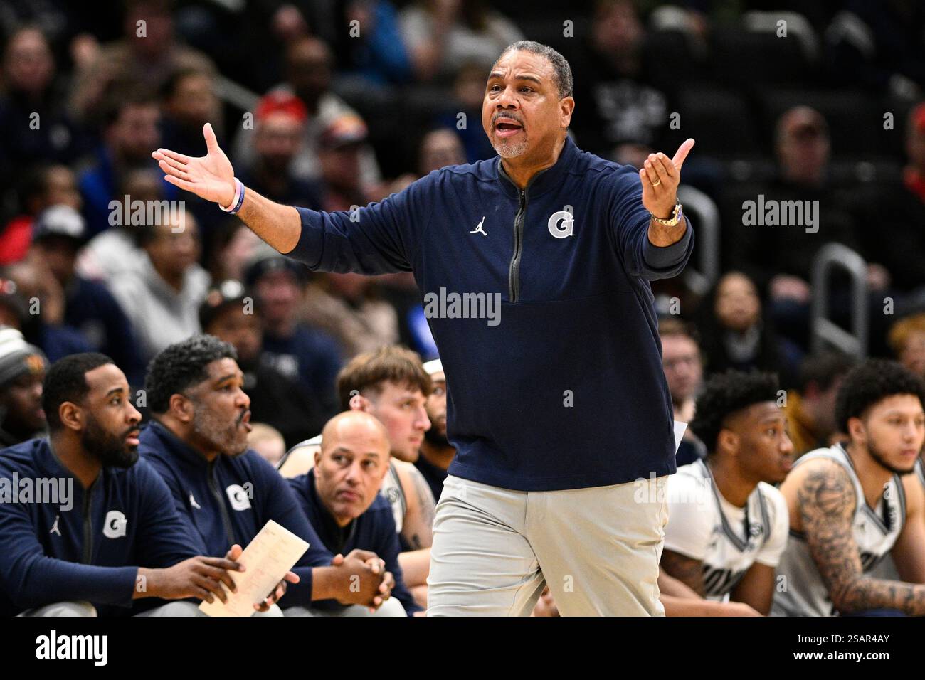 Georgetown head coach Ed Cooley in action during the first half of an ...