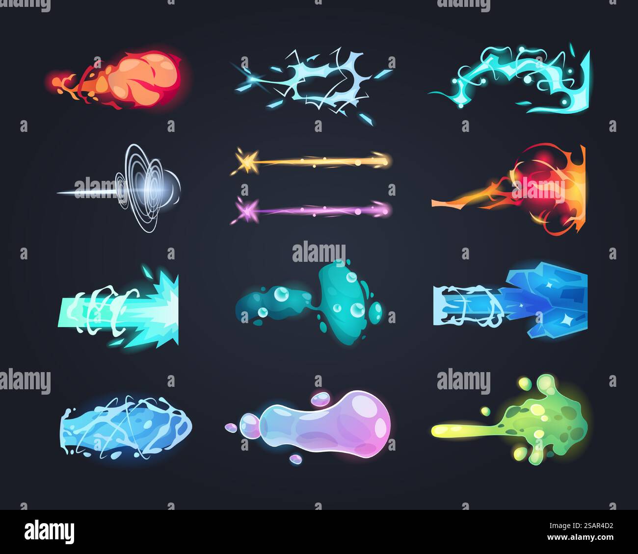 Laser gun beam. Cartoon futuristic shot effect. Comic space astronaut ...