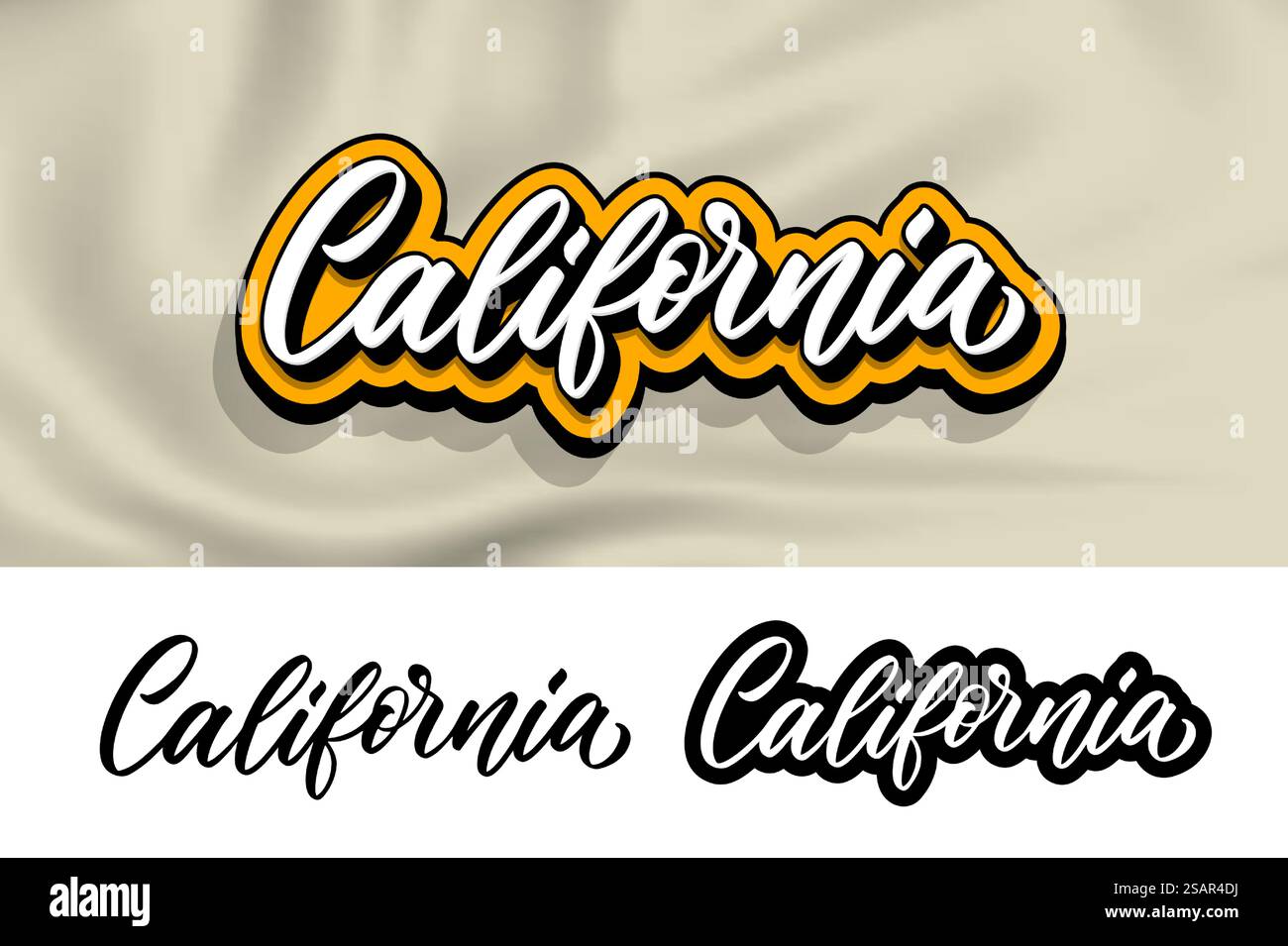 California, hand lettering design for printing on clothes. Vector ...