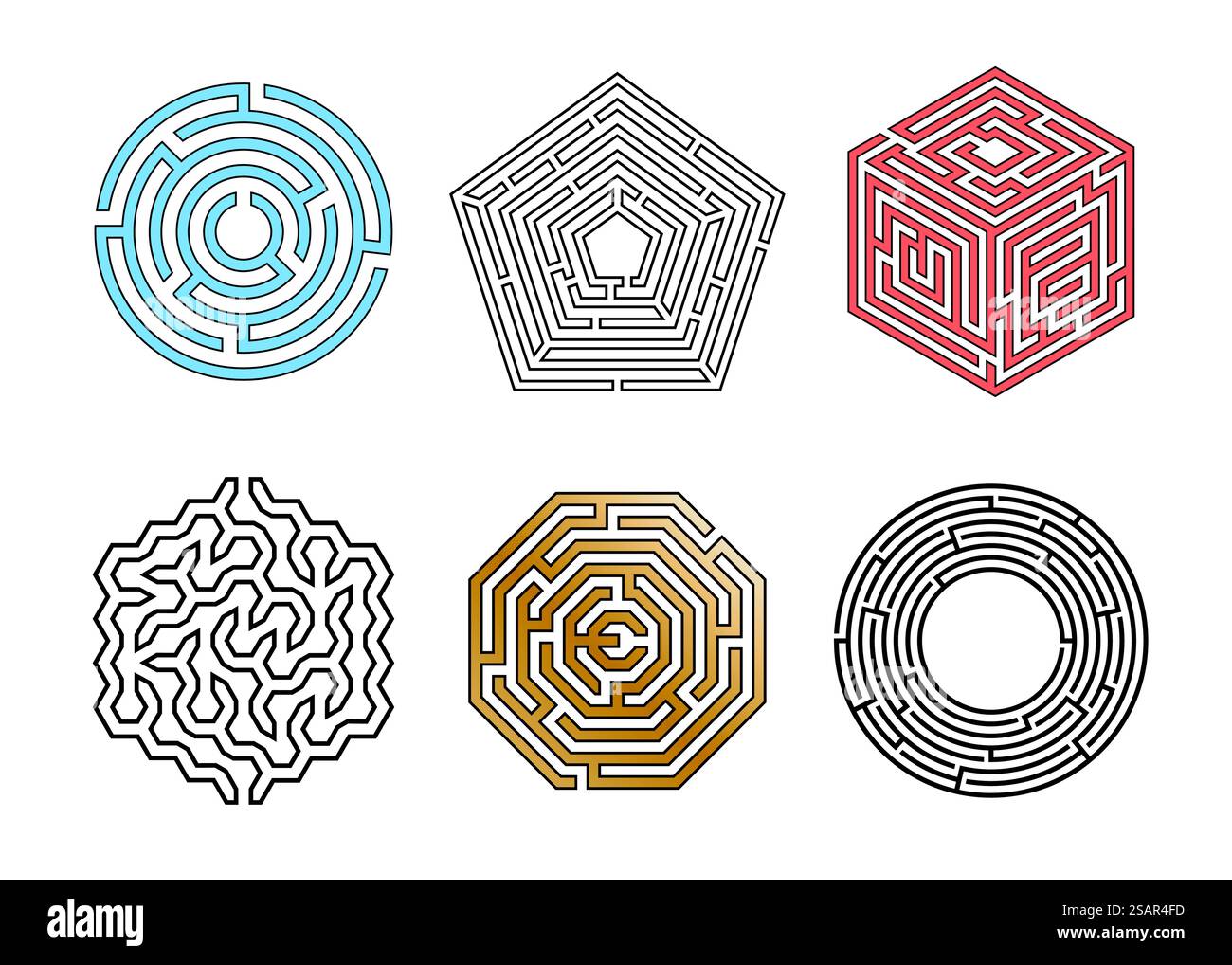 Maze game. Way out puzzle. Mental exercise. Isolated polygonal and ...