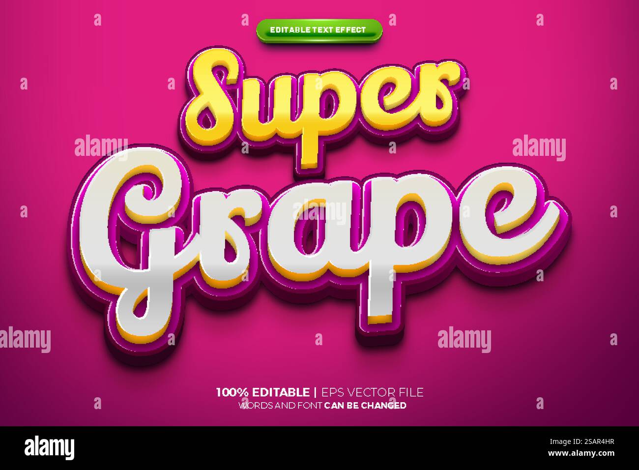 Grape 3d text effect Stock Vector Images - Alamy