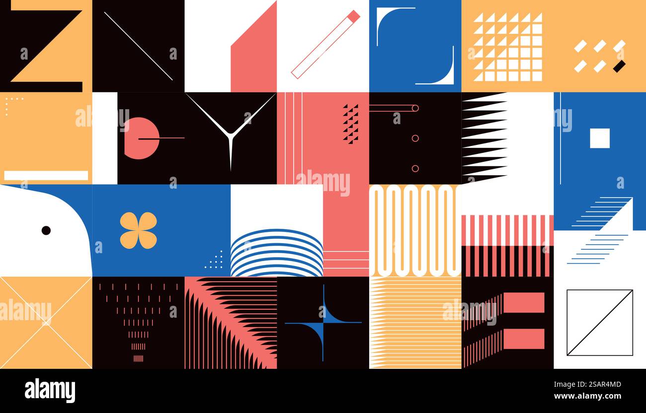 Geometric cover. Contemporary minimalistic shapes composition. Collage ...