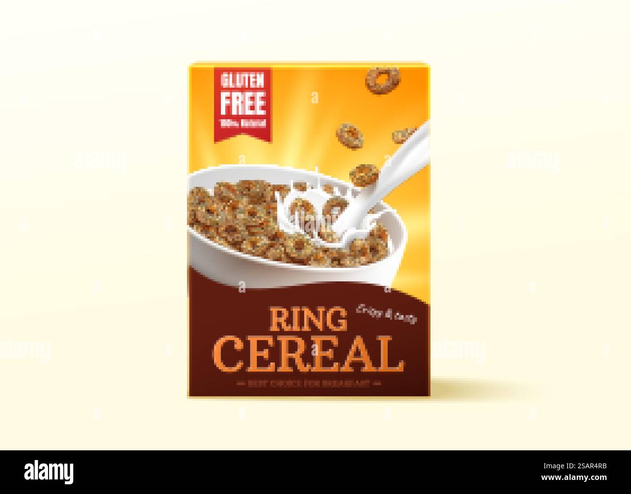 3d realistic carton box package design for ring cereals or cheerios ...