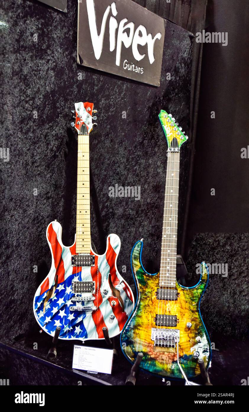 Anaheim, California, January 24, 2025 - Viper guitars on display at the ...