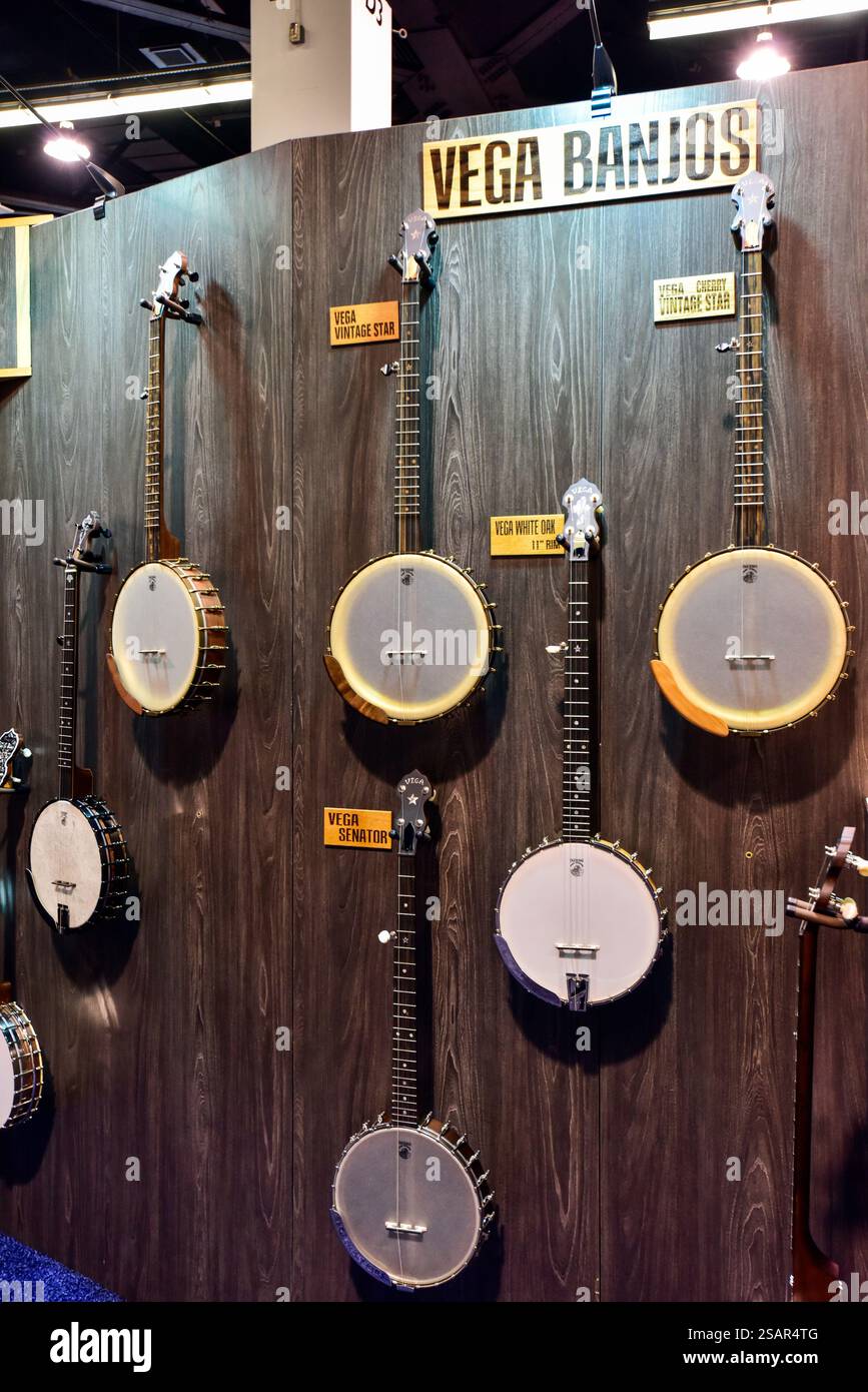 Anaheim, California, January 24, 2025 - Vega Banjos on display at the ...
