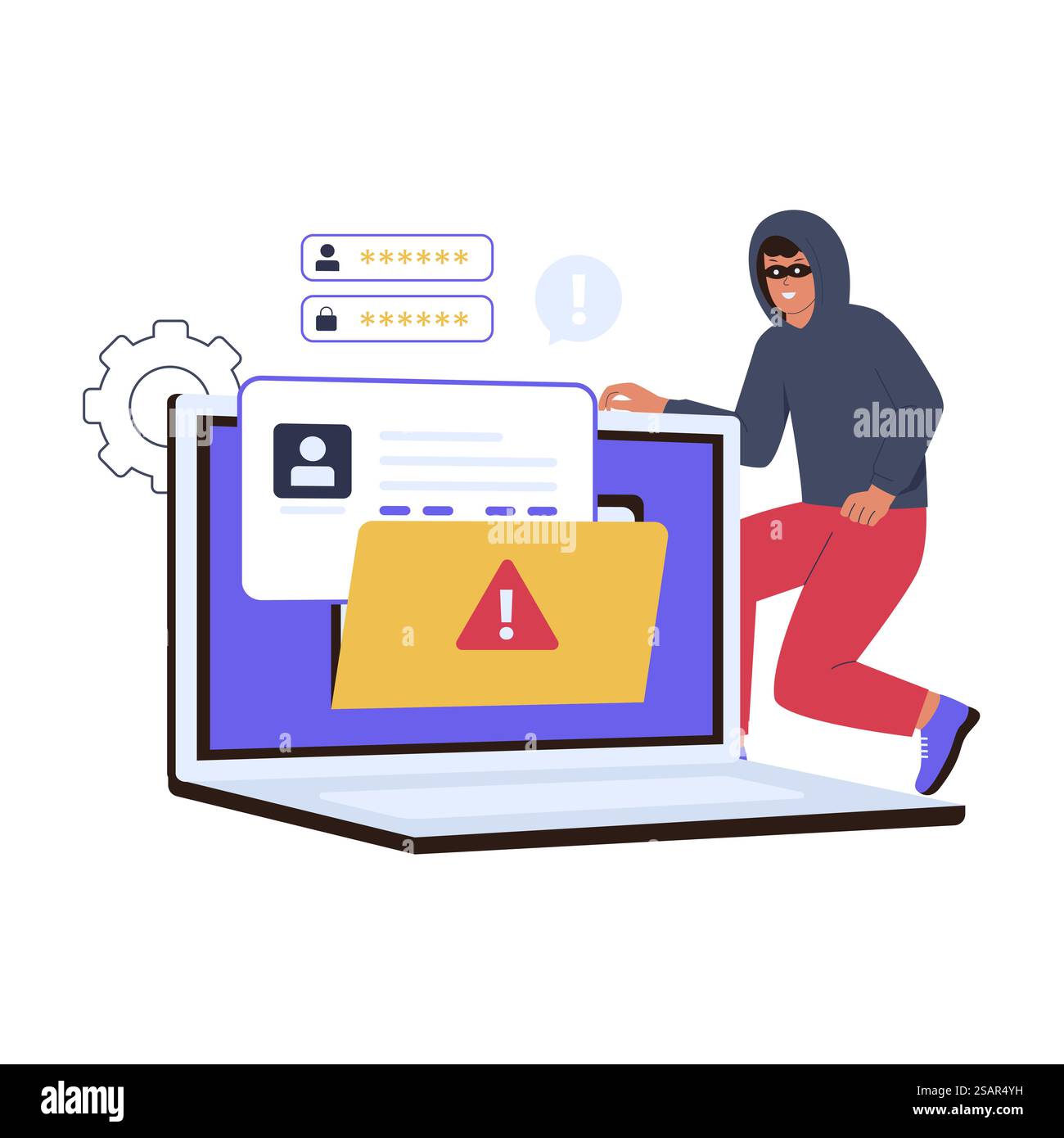 Stealing Data Account Illustration Concept Hacker Attack Vector Flat Illustration Stock Vector