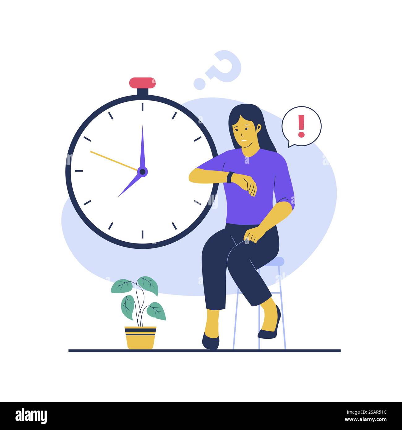 Flat design of wait a minute. Flat vector illustration isolated on ...
