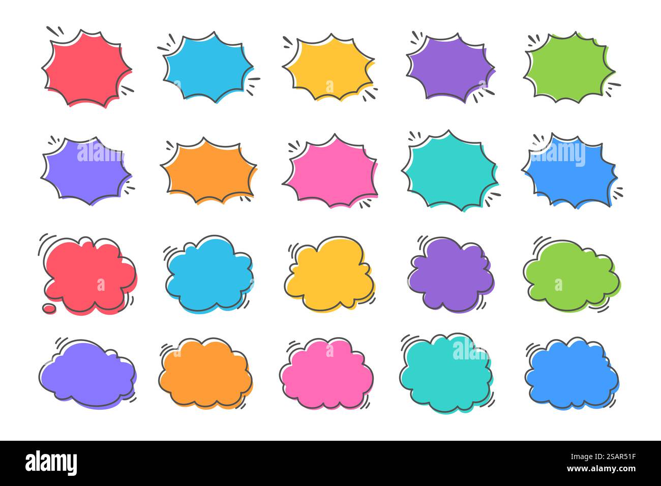 Hand drawn text box. Cute cartoon style talking dialogue Stock Vector ...