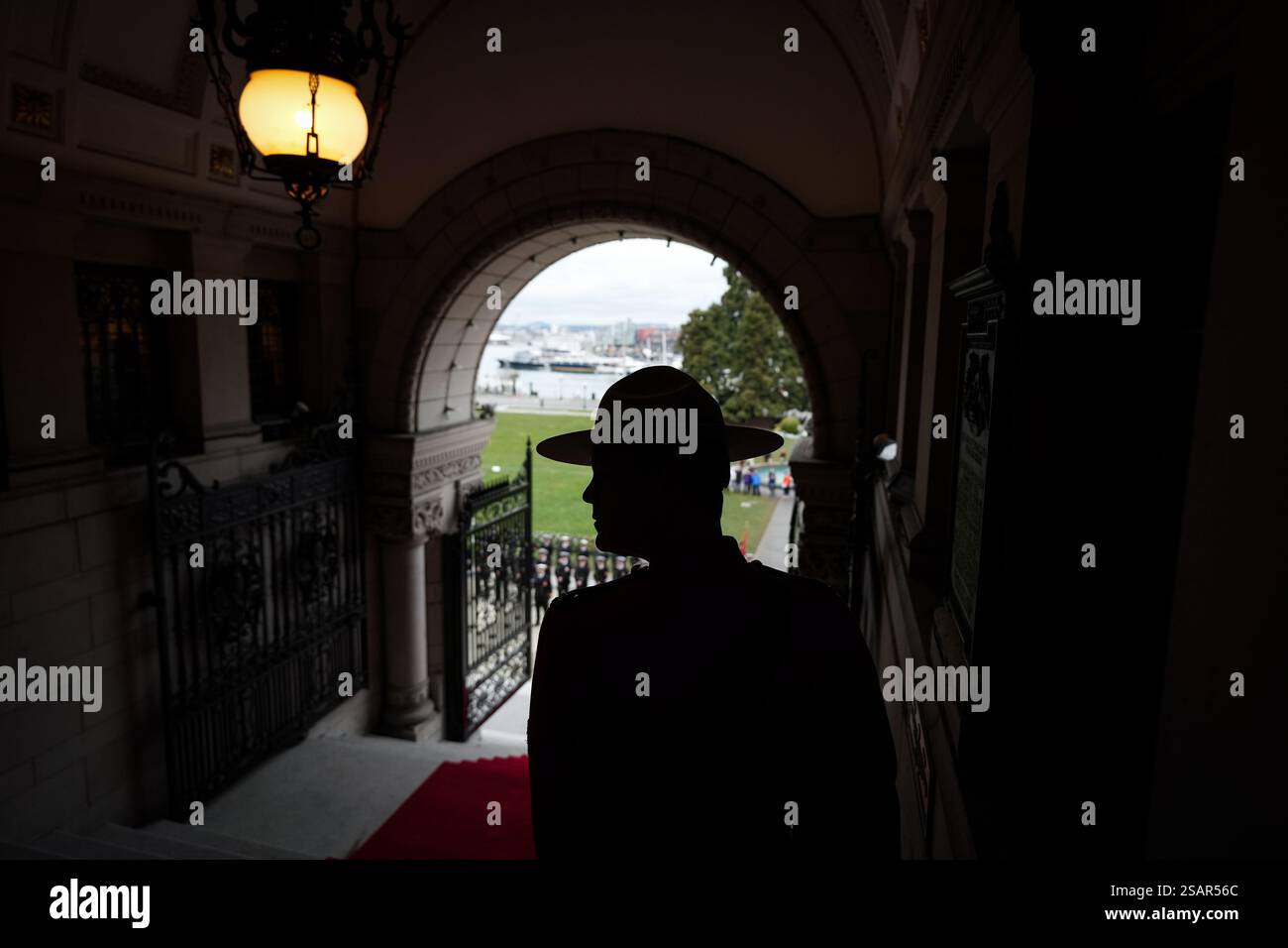 Victoria, Canada. 30th Jan, 2025. An RCMP officer in red serge is ...