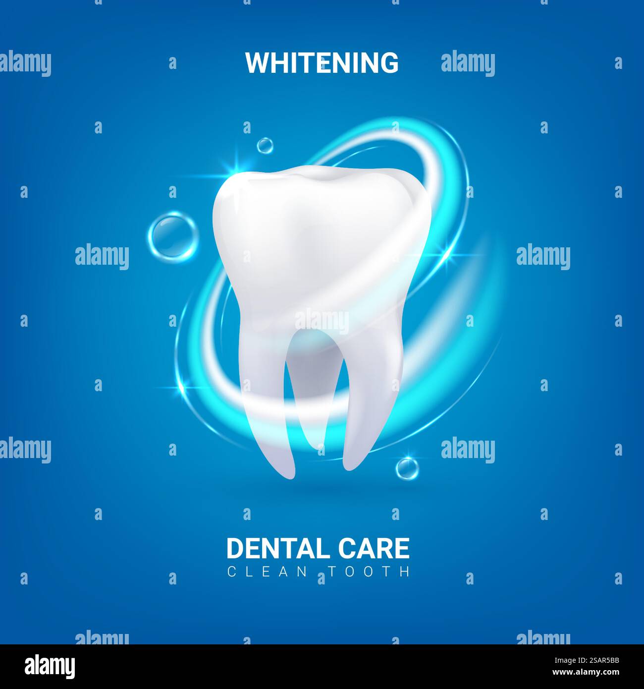 Dental care. Realistic clean 3D tooth poster design. Whitening enamel ...