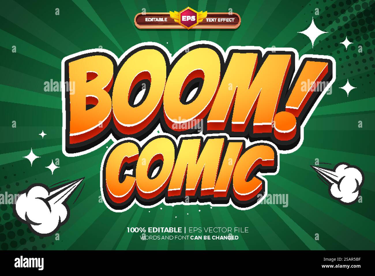 Super Boom Comic adventure editable text effect logo template Stock ...