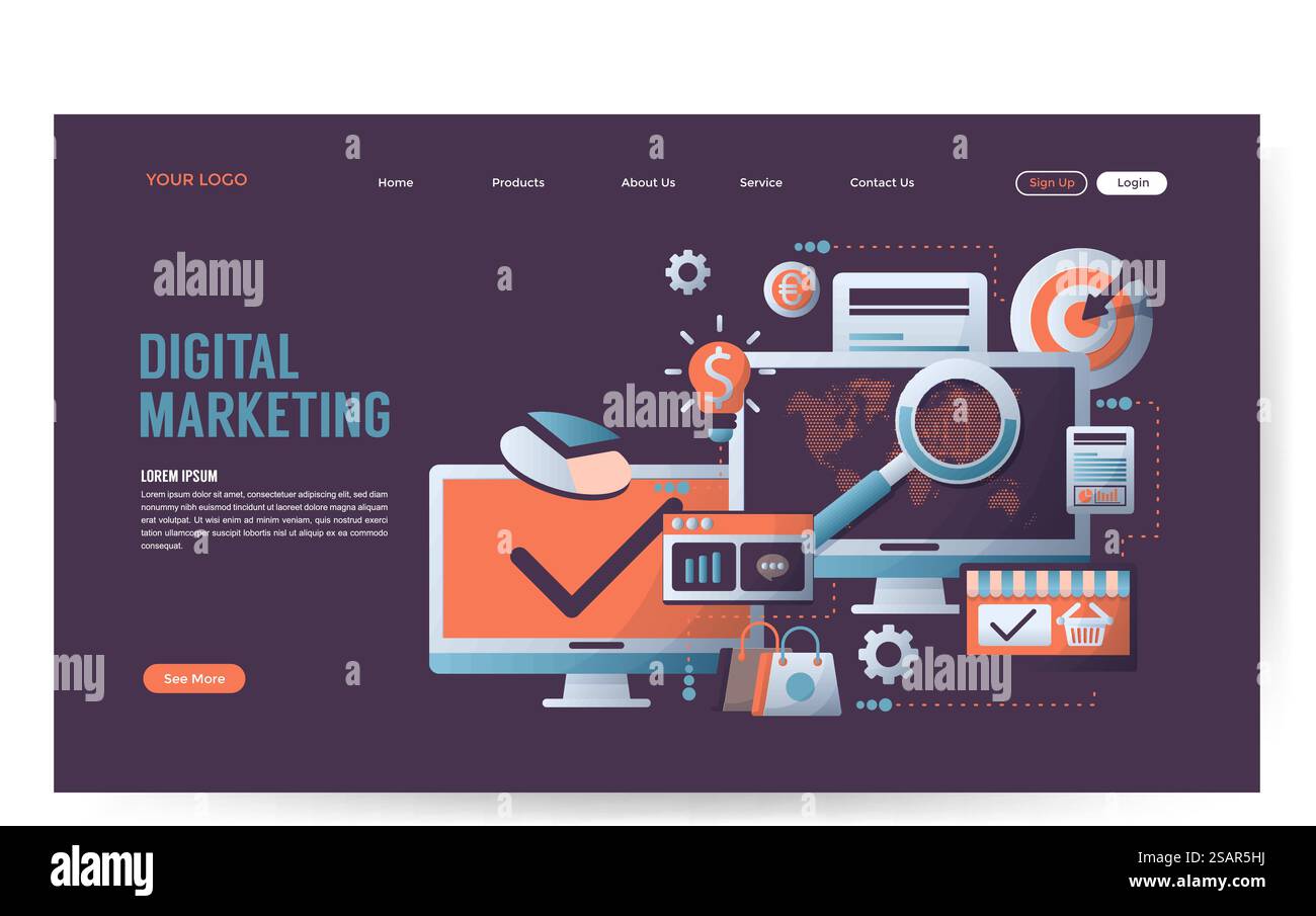 Digital marketing landing page Stock Vector Image & Art - Alamy