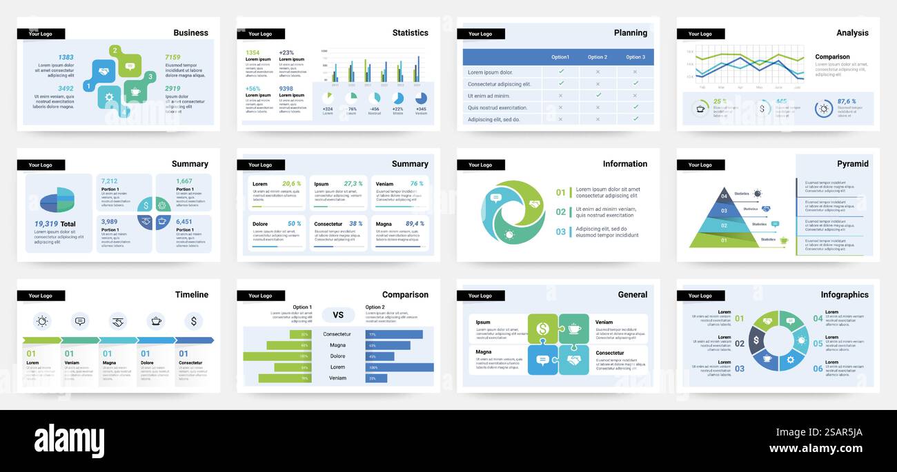Presentation slide. Business project report visualization, pages with ...
