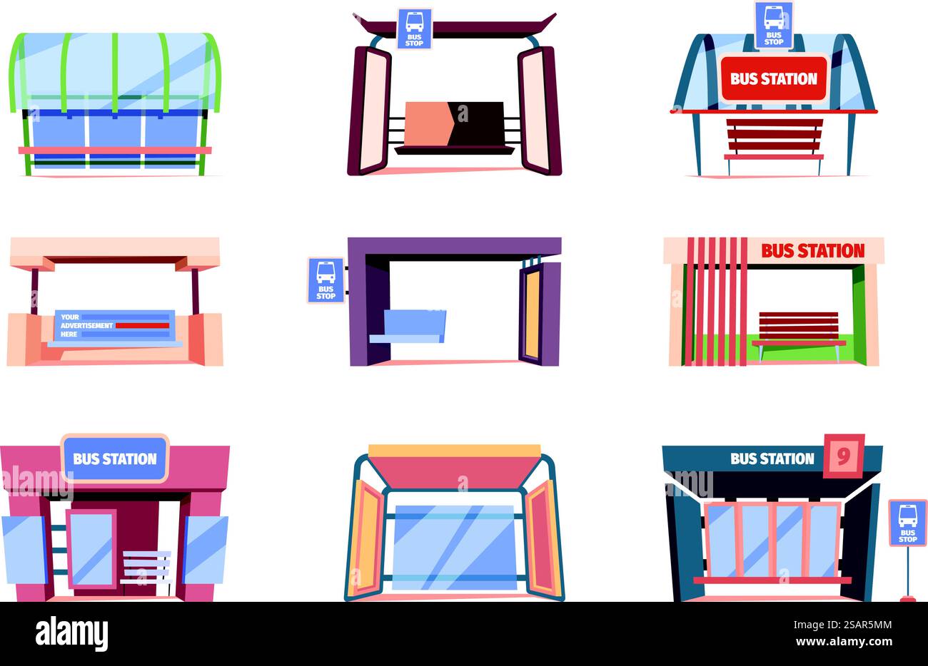 Urban station. Municipal public bus stop with relax places for ...