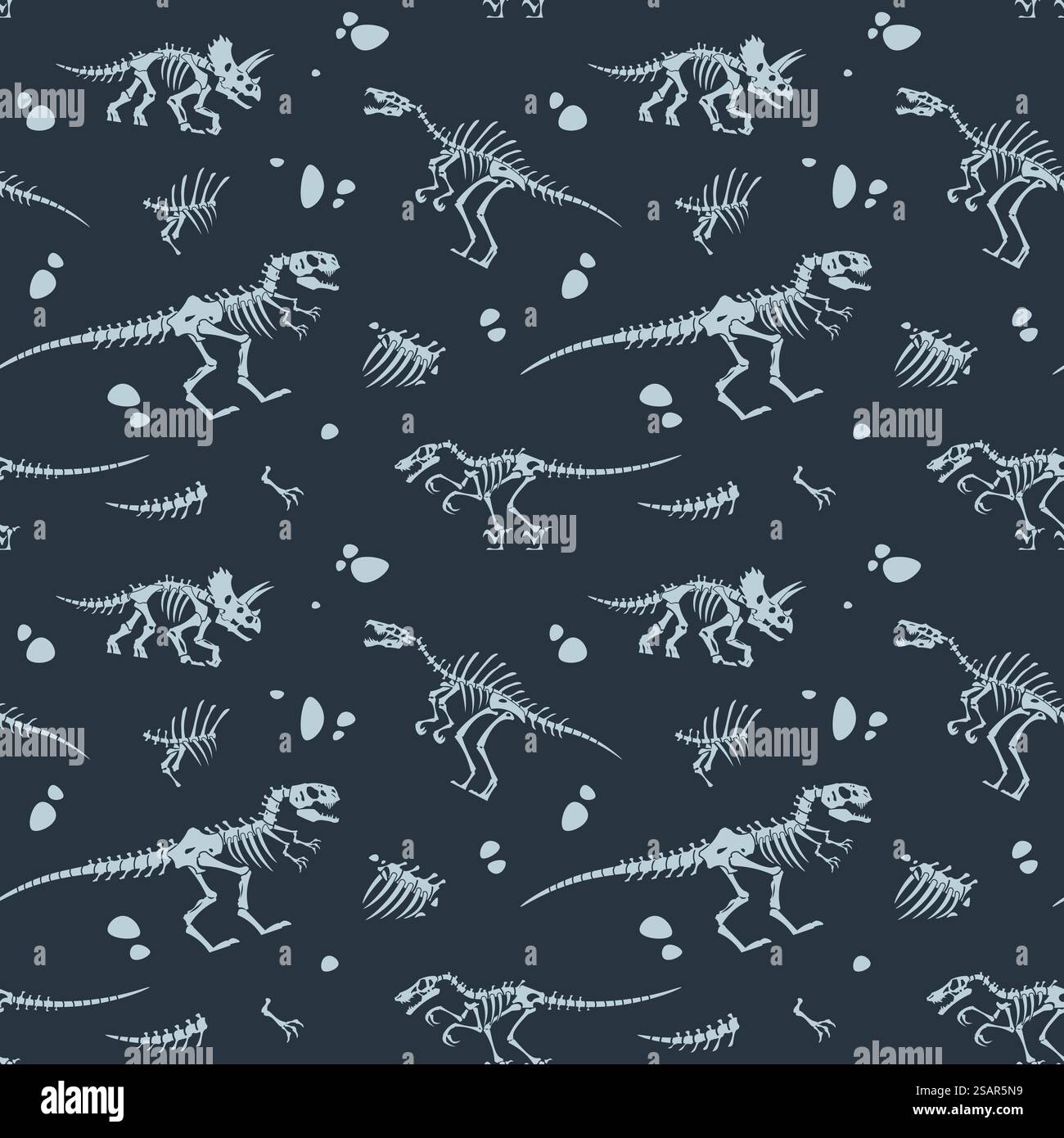 Dinosaur bones pattern. Cartoon seamless texture with prehistoric ...