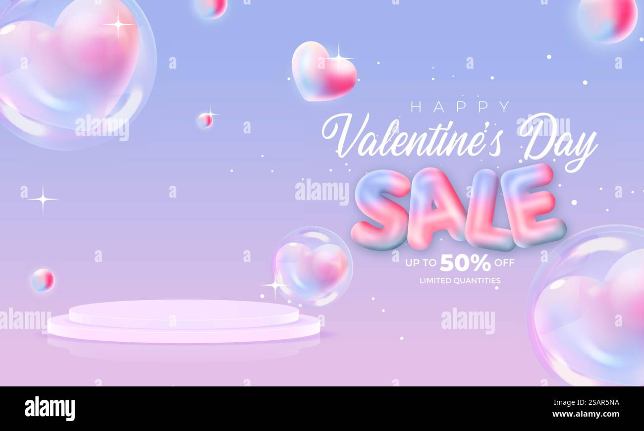Valentines sale vector banner template. Valentines day store discount ...