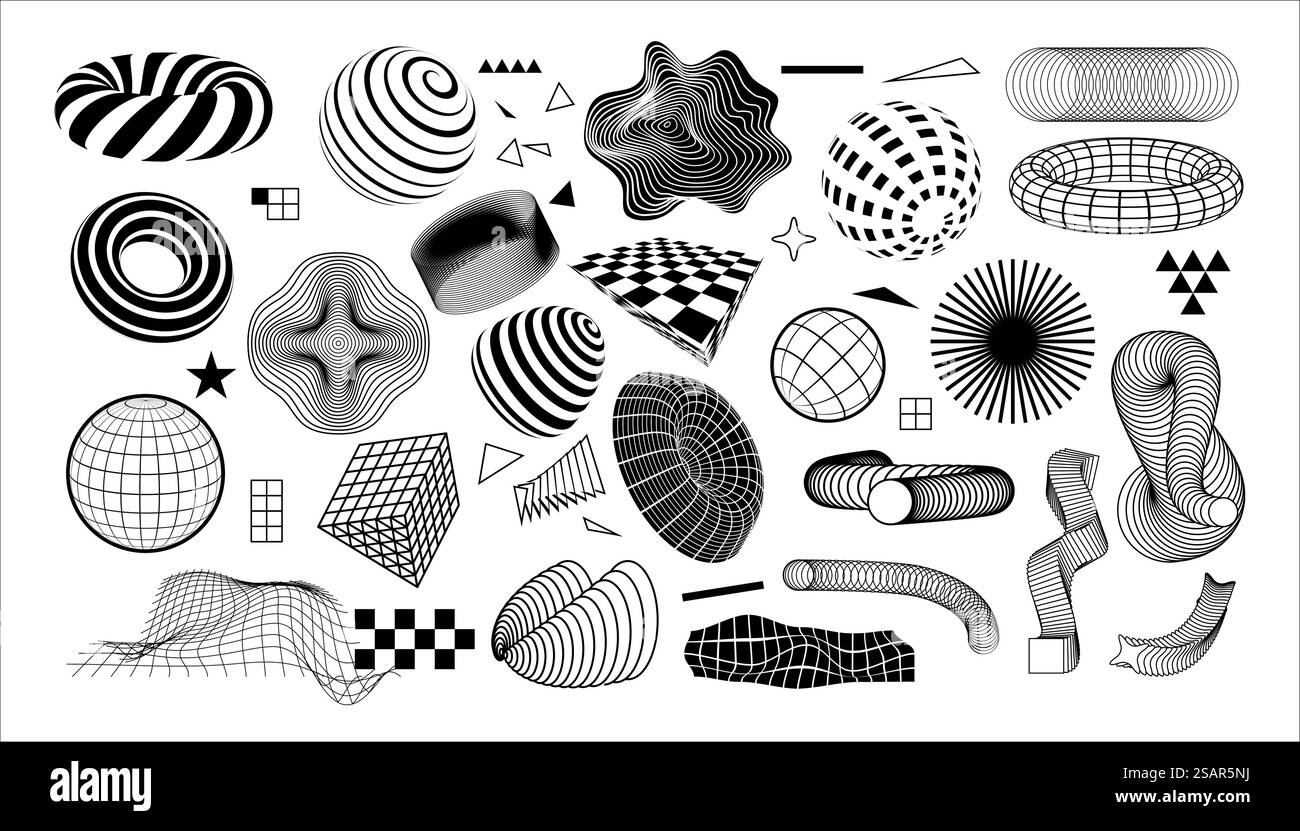Modern geometric shapes. Abstract graphic design elements with dynamic ...