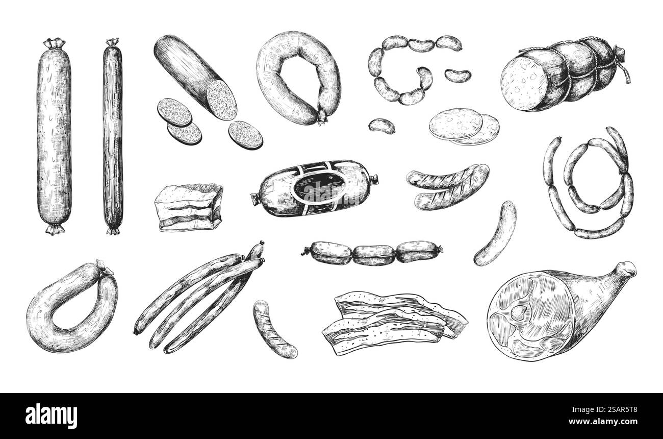 Bacon sketch pork meat Stock Vector Images - Alamy